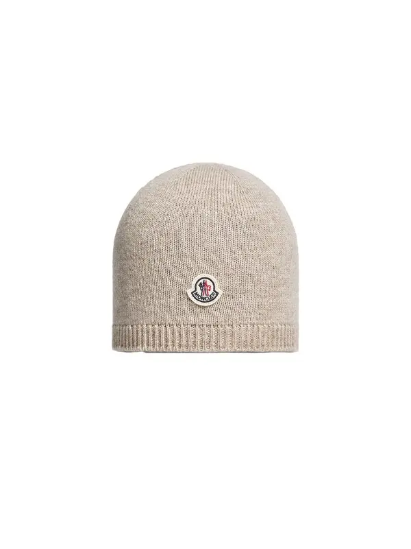 Moncler Logo Beanie - Beige