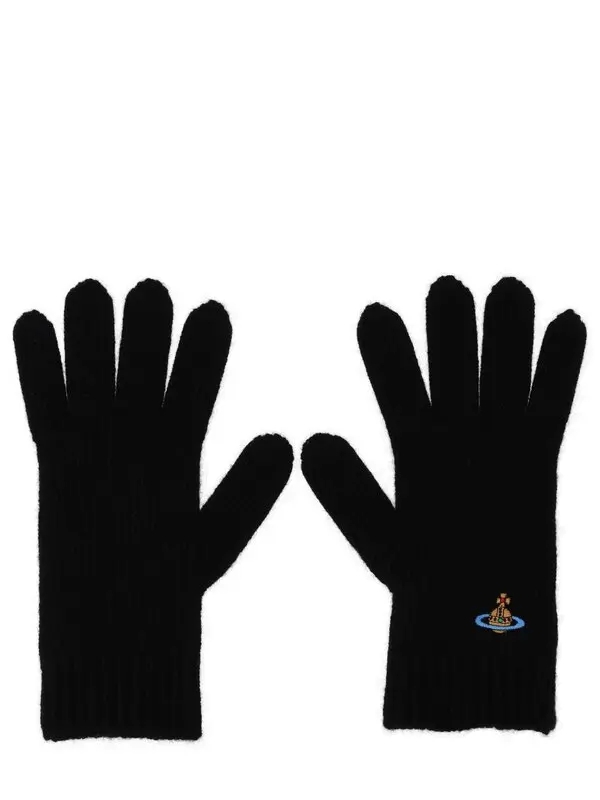 VIVIENNE WESTWOOD Orb Embroidered Gloves - Black