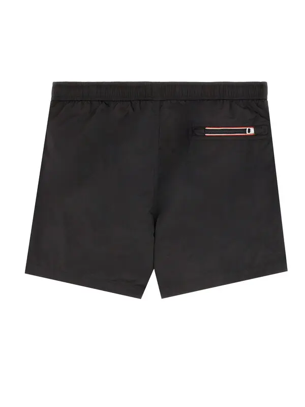 Moncler Swim Shorts With Logo Patch - Black