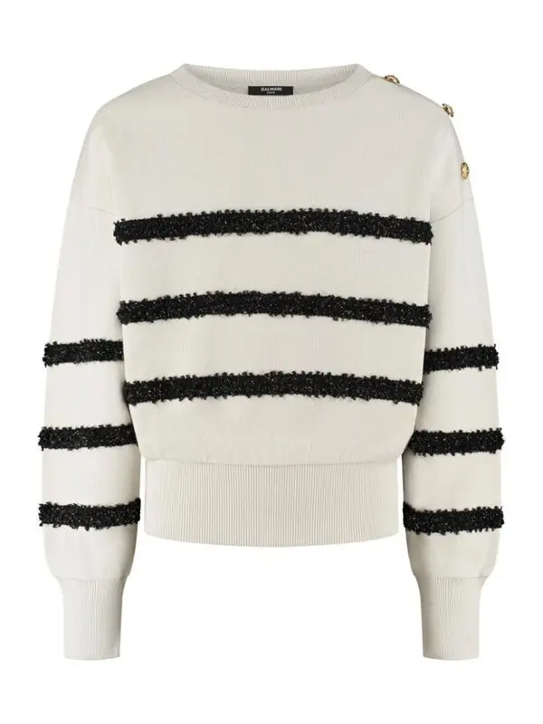 Balmain Striped Sweater - Beige