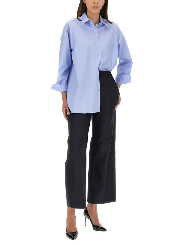 Aspesi Wide Leg Wool Pants - Blue