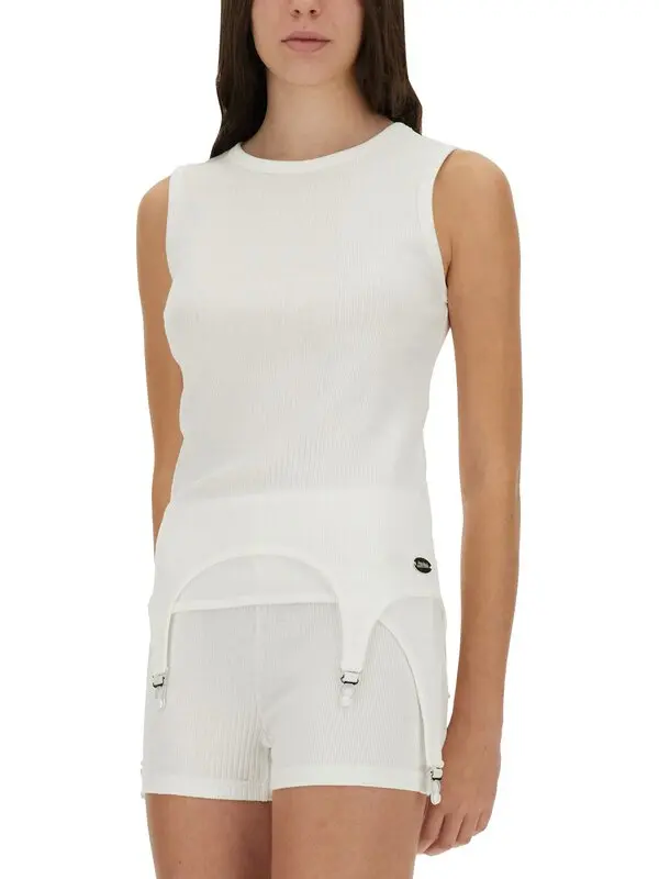 JEAN PAUL GAULTIER Top With Garter Detail - White