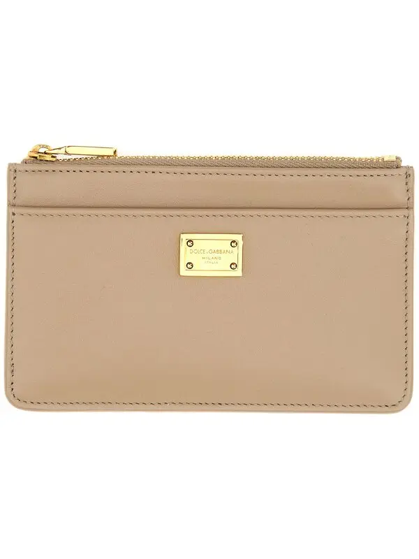 Dolce & Gabbana Calfskin Plongé Card Holder - Beige