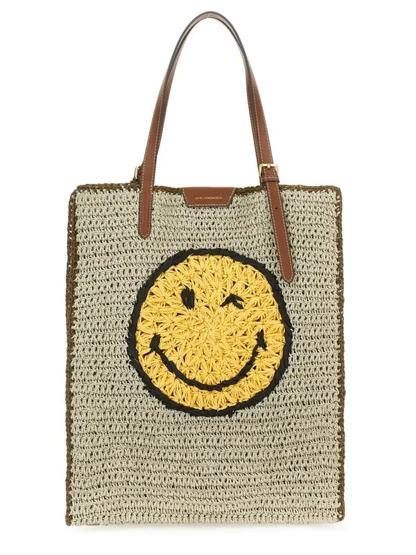 ANYA HINDMARCH Wink Appliqued Tote Bag - Beige