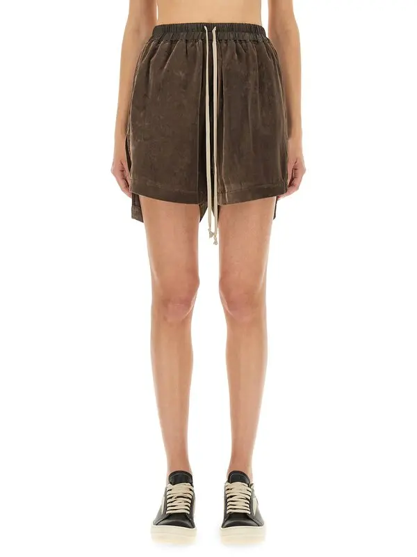Rick Owens Viscose And Cupro Shorts - Brown
