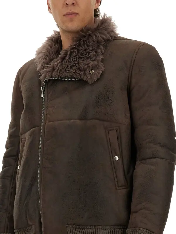 Rick Owens Leather Bomber Jacket - Grey