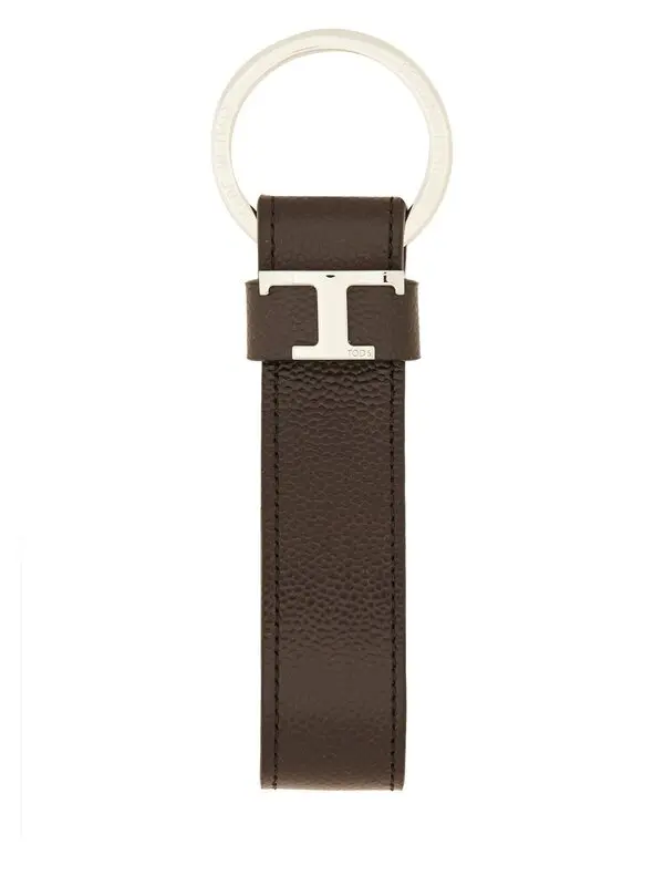 TOD'S T Timeless Logo Keychain - Brown