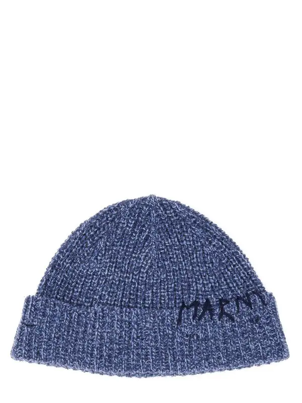Marni Beanie Hat With Embroidery - Blue