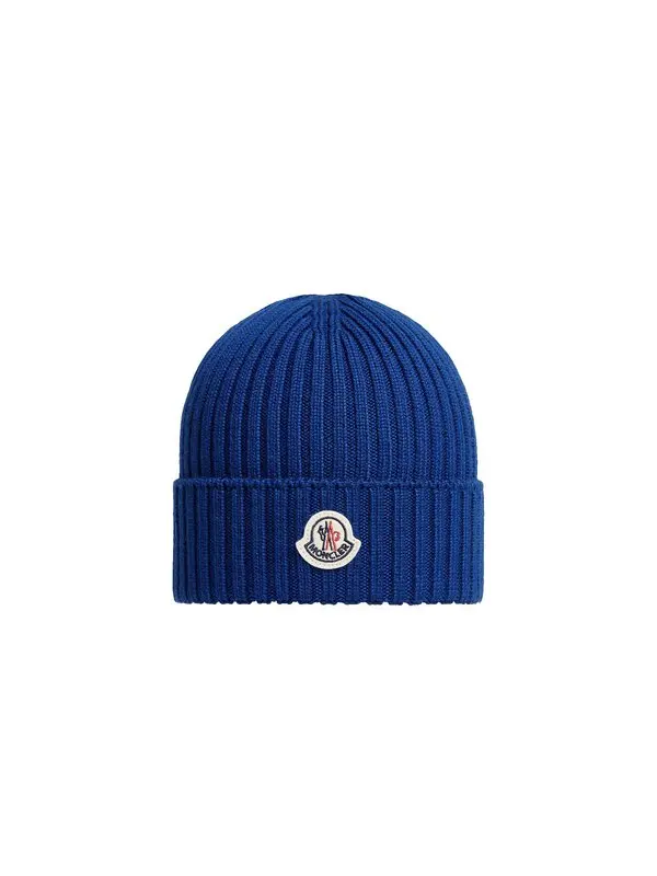 Moncler Logo Beanie Hat - Blue