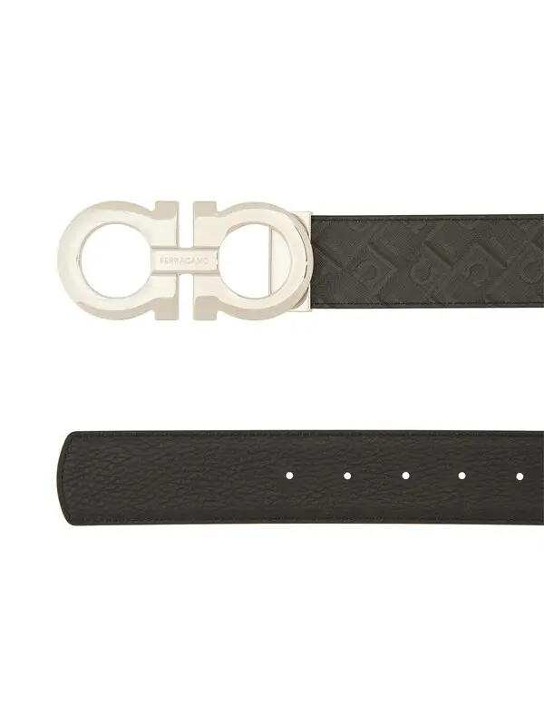 FERRAGAMO Reversible "hooks" Belt - Black