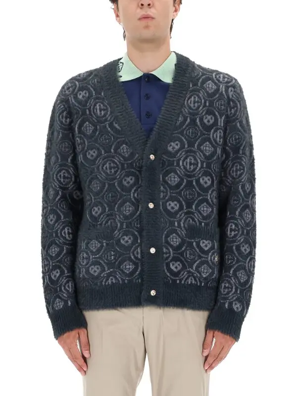 Casablanca Monogram Fluffy Cardigan - Grey