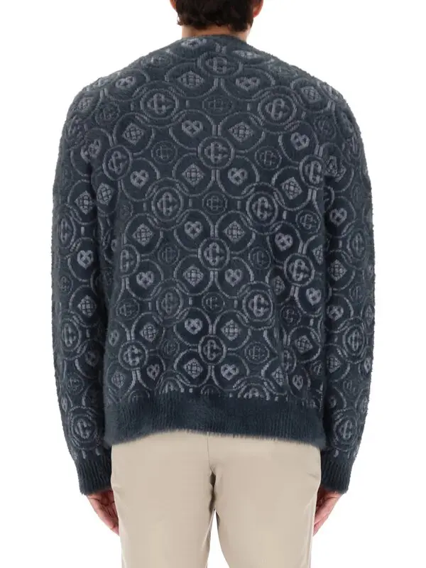 Casablanca Monogram Fluffy Cardigan - Grey