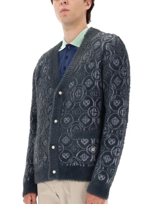 Casablanca Monogram Fluffy Cardigan - Grey