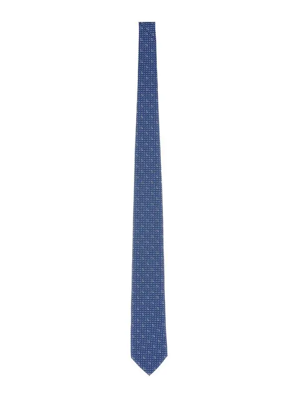 FERRAGAMO Gancini Print Neck Tie - Blue
