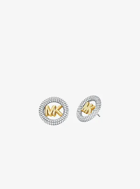 Michael Kors Pavé Logo Stud Earrings - Silver