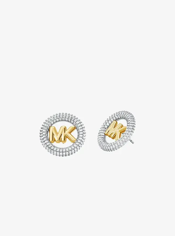 Michael Kors Pavé Logo Stud Earrings - Silver