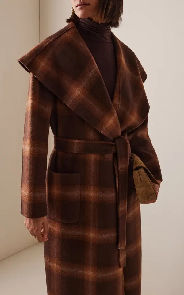 Simkhai - SIMKHAI Mulhollond Plaid Wool Robe Coat