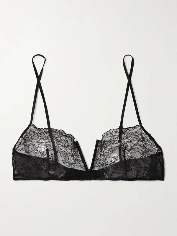 Kiki De Montparnasse La Follie Lace Underwired Bandeau Bra - Black