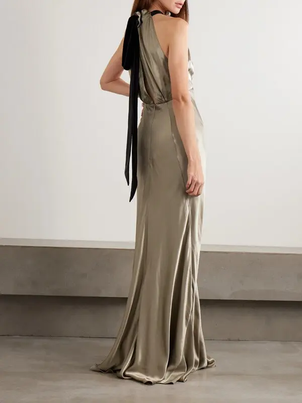 Saloni Michelle Velvet-Trimmed Open-Back Gown - Gold - 40% Off |  Editorialist