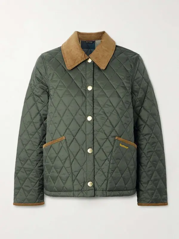 Barbour Liddesdale Corduroy-trimmed Quilted Jacket - Dark Green