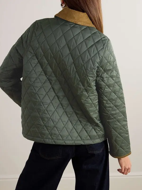 Barbour Liddesdale Corduroy-trimmed Quilted Jacket - Dark Green