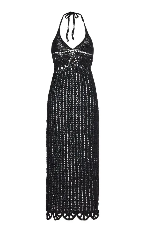 Akoia Swim Crocheted Cotton Midi Dress - Black