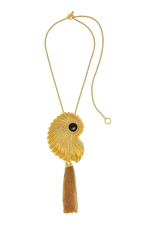 JULIETTA Aveline 24k-plated Onyx Tasseled Necklace - Gold