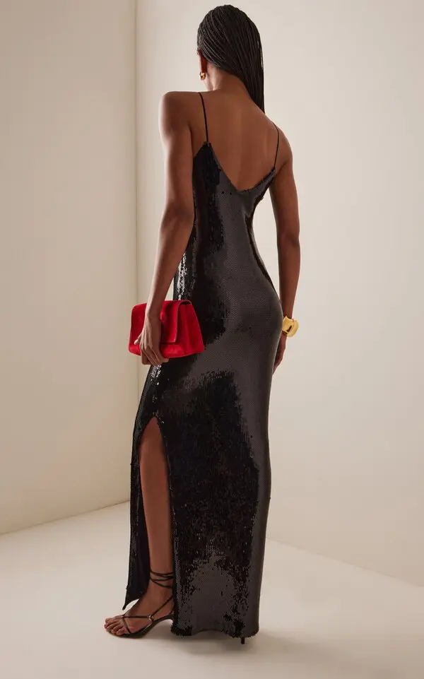 RODARTE Rosette-detailed Sequined Slip Gown