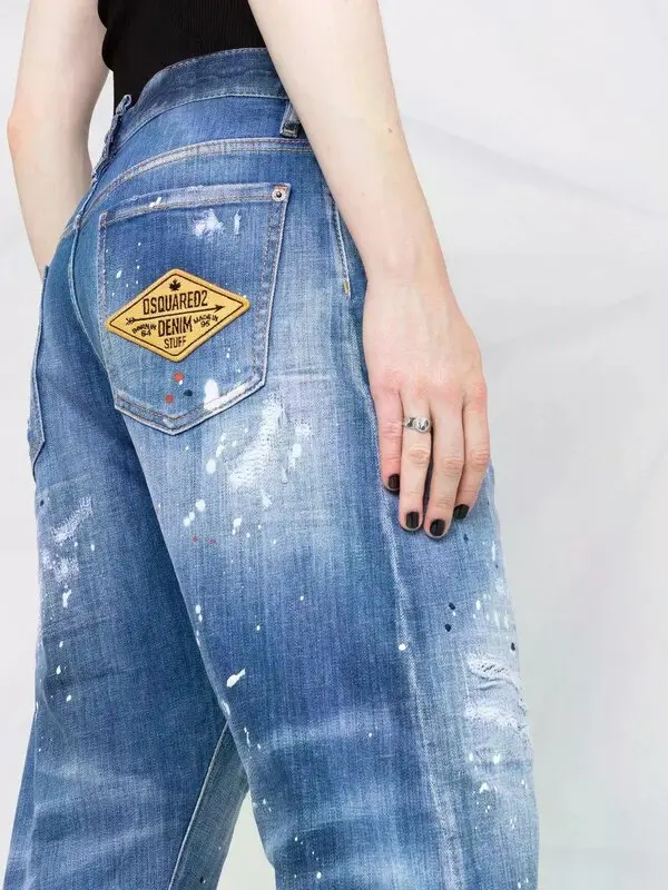 Dsquared2 Paint-splatter Cropped Jeans