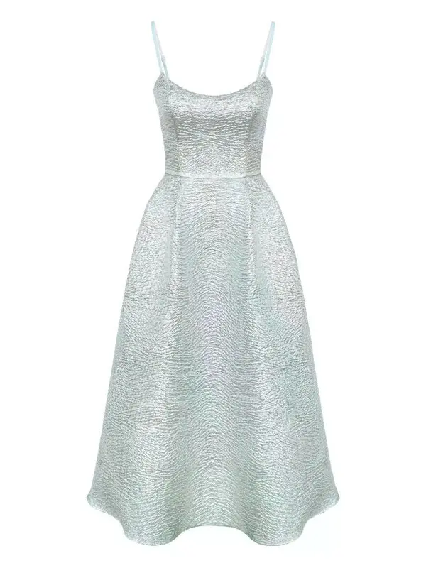 POST MERIDIEM Jacquard Fitted Corset Midi Dress