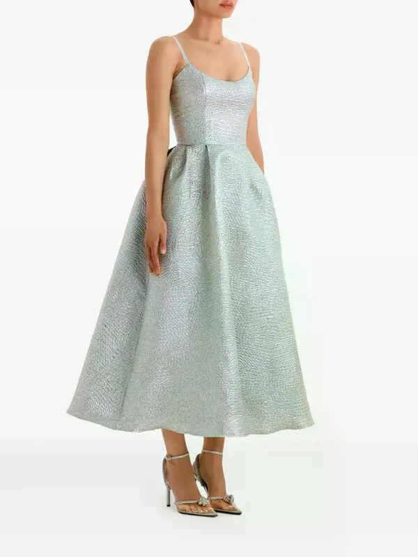 POST MERIDIEM Jacquard Fitted Corset Midi Dress