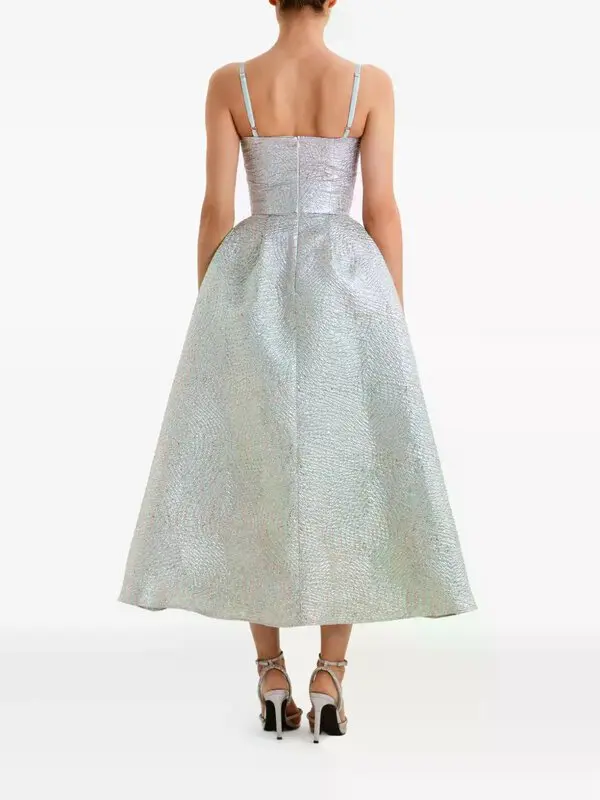 POST MERIDIEM Jacquard Fitted Corset Midi Dress