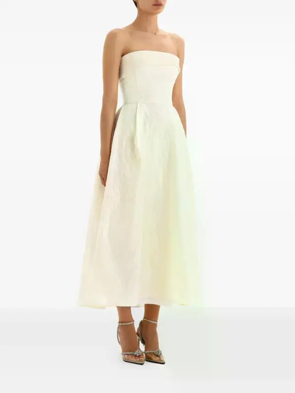 POST MERIDIEM Jacquard Satin-turnup Midi Dress - Neutrals