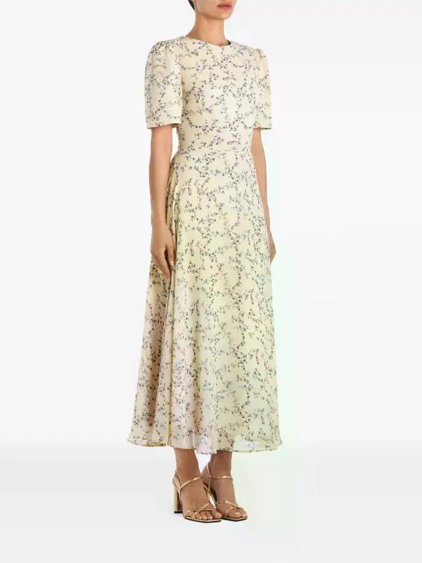POST MERIDIEM Floral Print Midi Dress - Neutrals