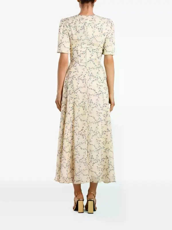 POST MERIDIEM Floral Print Midi Dress - Neutrals