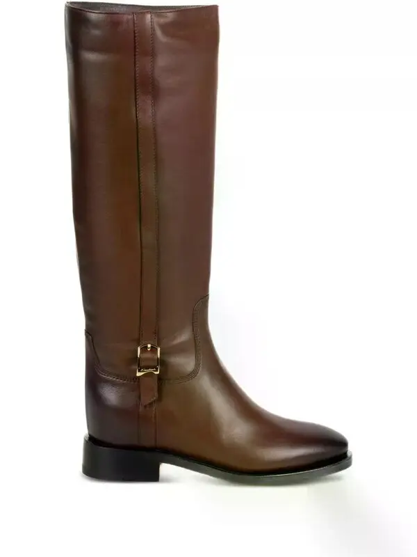 Santoni Buckle Leather Knee High Boots