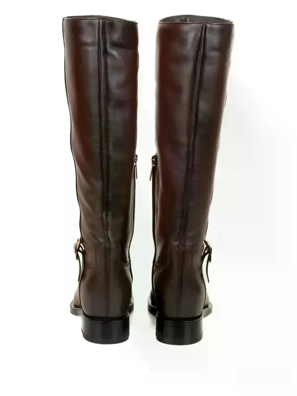 Santoni Buckle Leather Knee High Boots