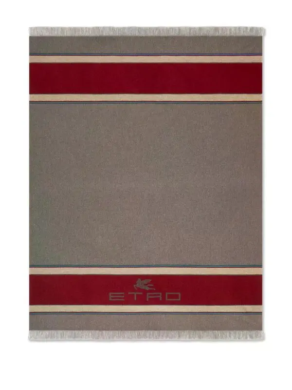 Etro Striped Logo-detail Throw Blanket