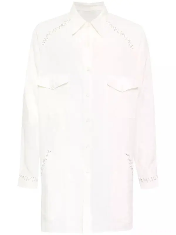 Yohji Yamamoto Contrast-stitching Linen Shirt