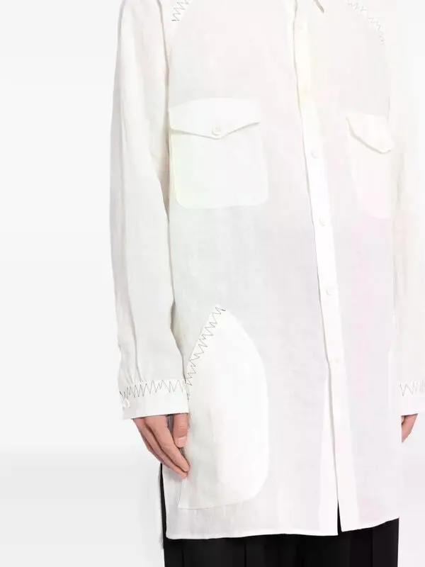 Yohji Yamamoto Contrast-stitching Linen Shirt