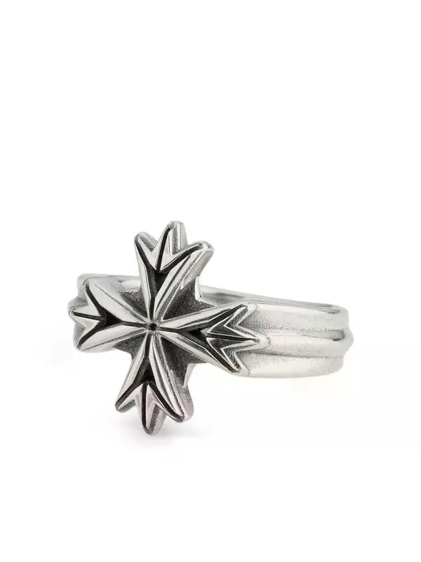 Emanuele Bicocchi Logo Cross Ring - Silver