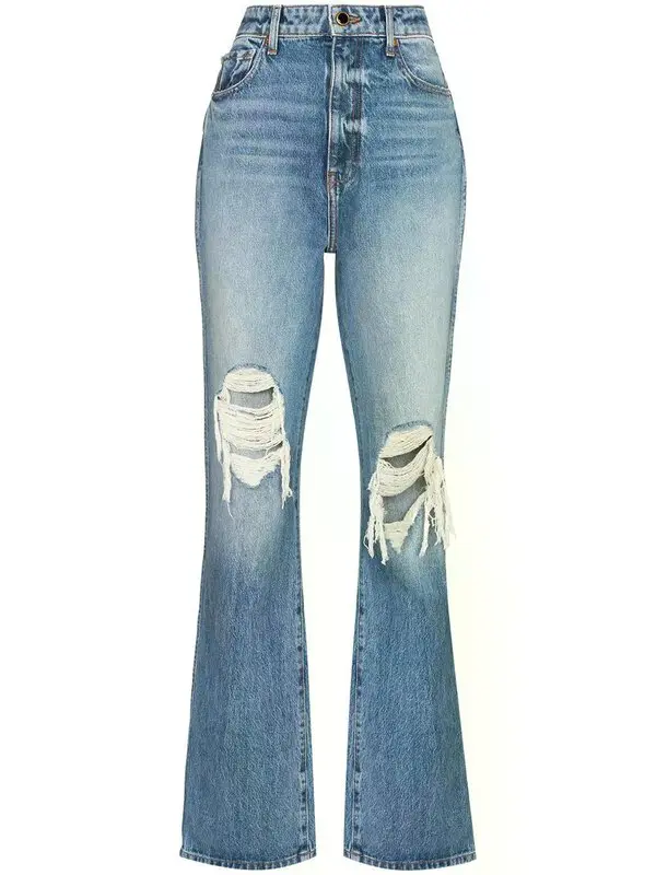 Khaite Danielle High-waisted Distressed Jeans - Blue