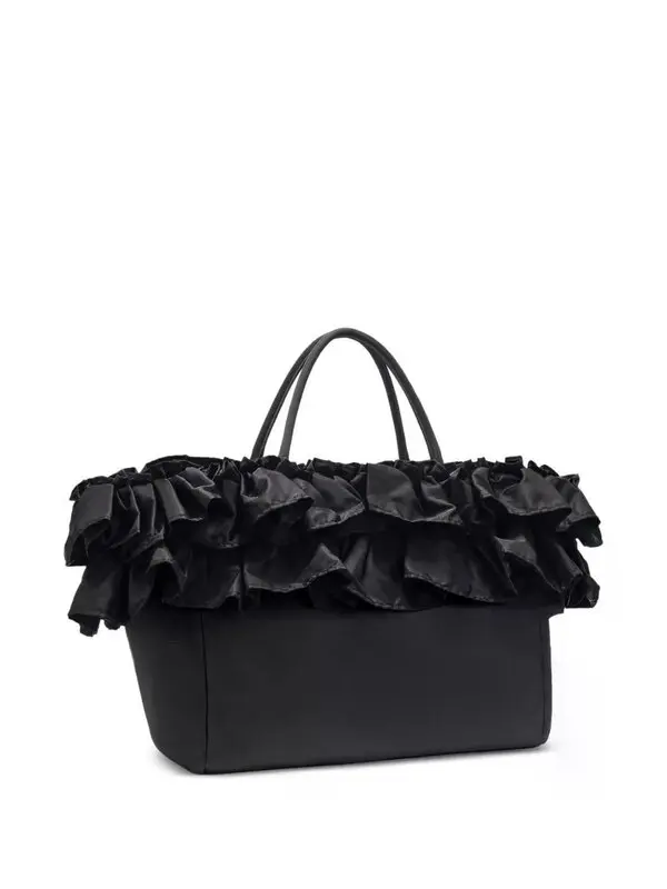 GANNI Ruffled-trim Shoulder Bag - Black