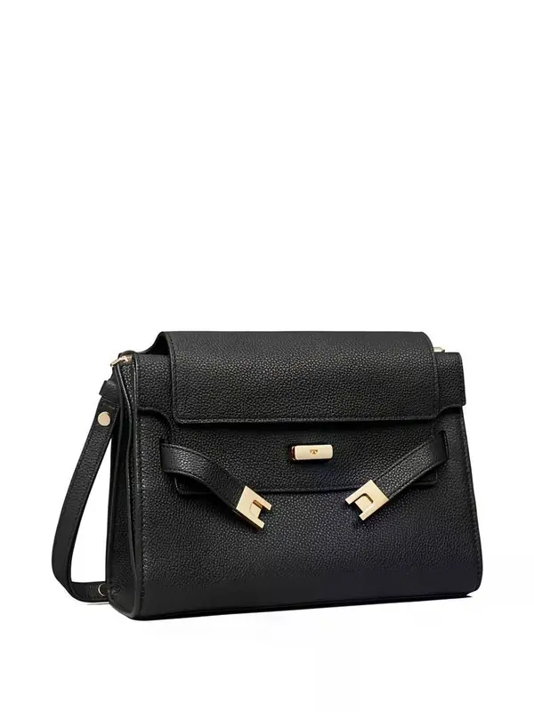 Tory Burch Lee Radziwill Pebble-leather Flap Shoulder Bag - Black