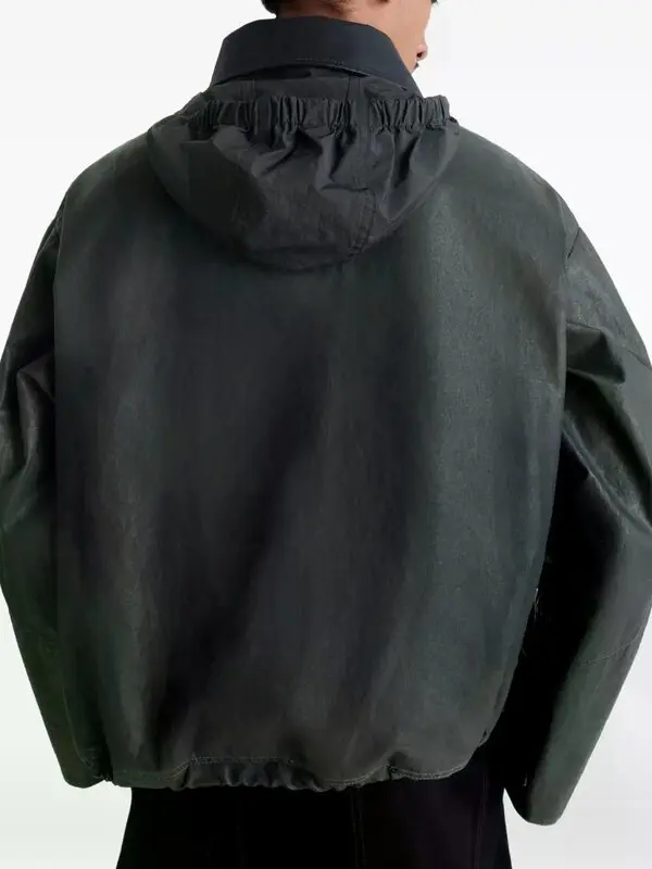 LEMAIRE Concealed-hood Leather Rain Jacket