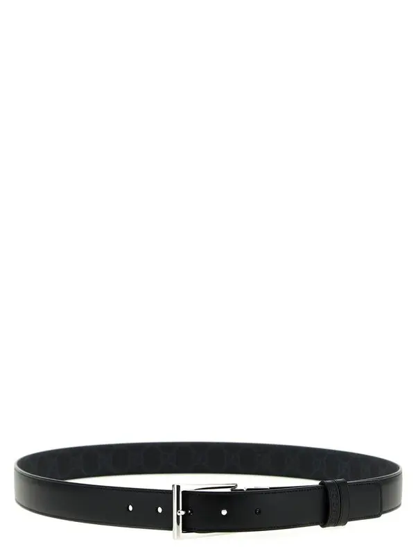 Gucci Rectangular Buckle Reversible Belt - Black