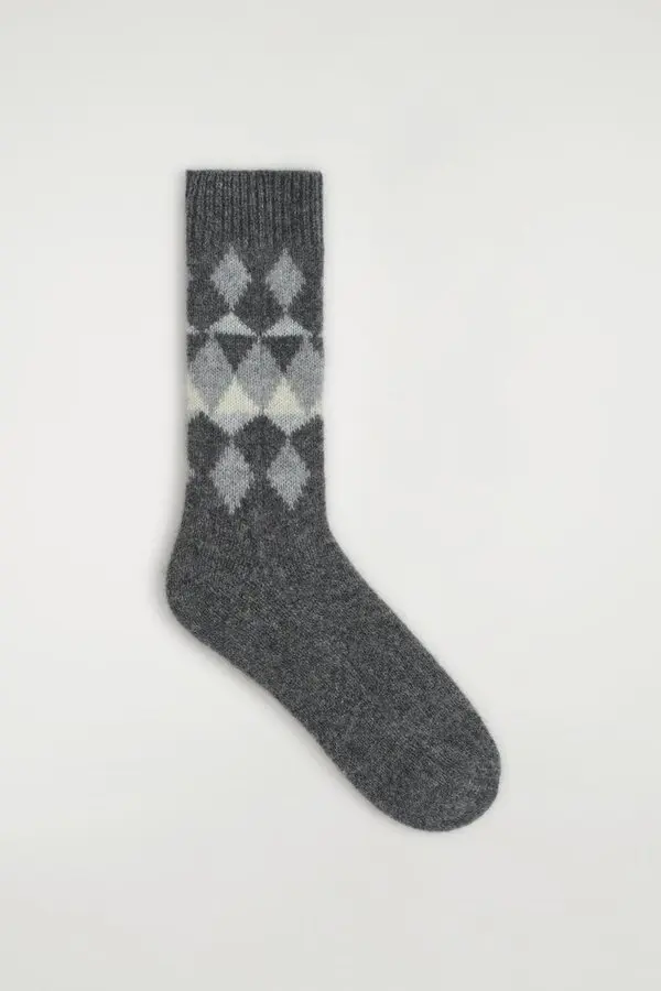 Cos Fair Isle Cashmere Socks - Gray