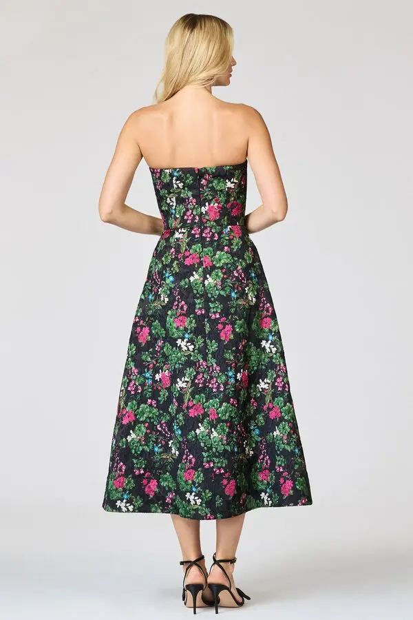 Sachin & Babi Cloque Shay Strapless Tea-length Dress