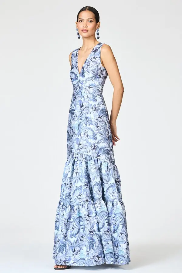 Sachin & Babi Printed Mikado Gown - Frozen Flora