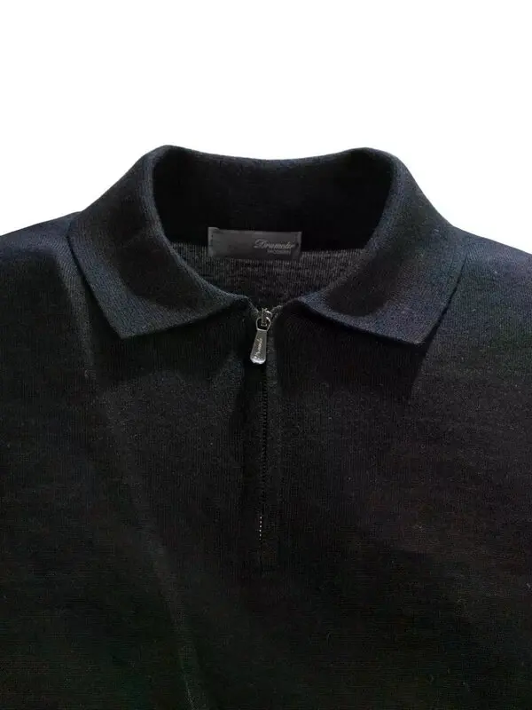 DRUMOHR Zipped Merino-wool Polo Shirt - Black